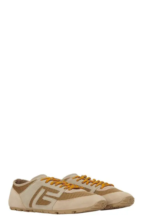 Balmain Racer Trainers In Mesh And Suede Calfskin - Beige