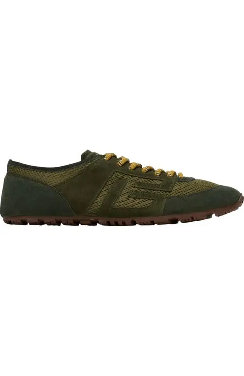 Balmain Racer Trainers In Mesh And Suede Leather - Khaki