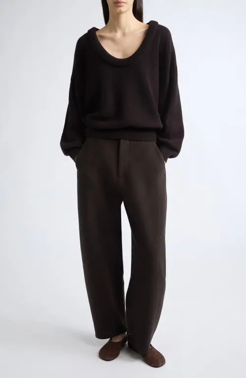 LISA YANG Doria Padded Scoop Neck Cashmere Sweater - Dark Oak