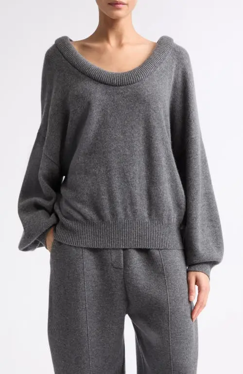 LISA YANG Doria Padded Scoop Neck Cashmere Sweater - Graphite
