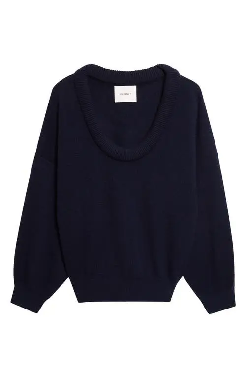 LISA YANG Doria Padded Scoop Neck Cashmere Sweater - Navy