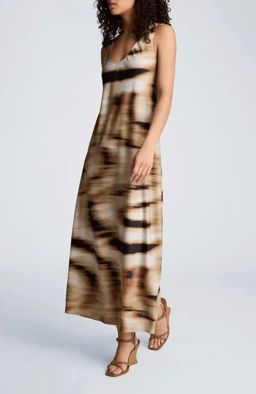 KENNETH COLE Abstract Print Stretch Satin Midi Dress