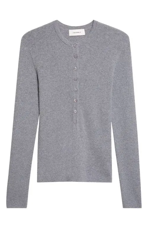 LISA YANG Airi Cotton & Cashmere Ribbed Henley - Deep Cloud