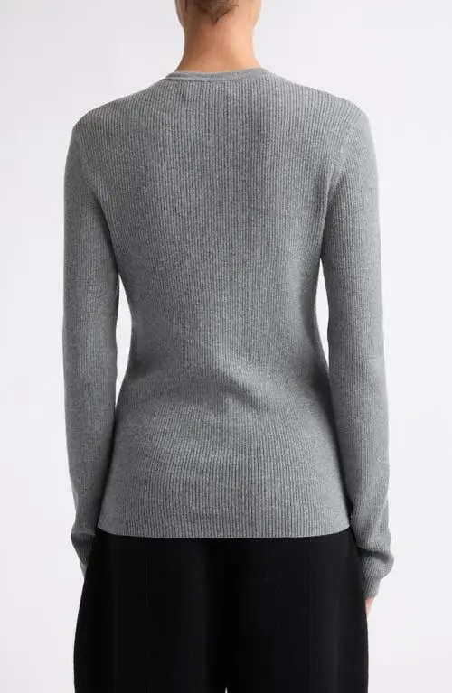 LISA YANG Airi Cotton & Cashmere Ribbed Henley - Deep Cloud