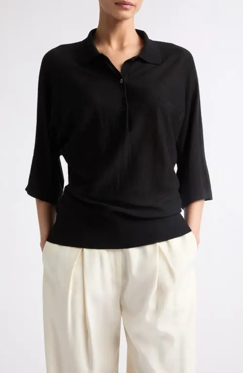 LISA YANG Norie Cashmere Polo Sweater - Black