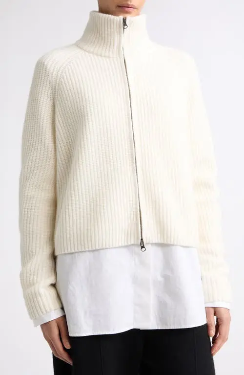 LISA YANG Sadie Cashmere Shaker Stitch Zip Cardigan