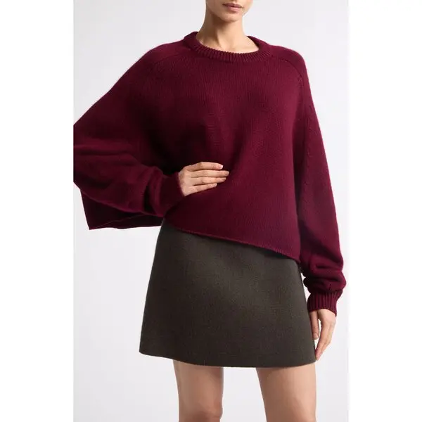 LISA YANG Oversize Raglan Sleeve Cashmere Sweater - Deep Plum