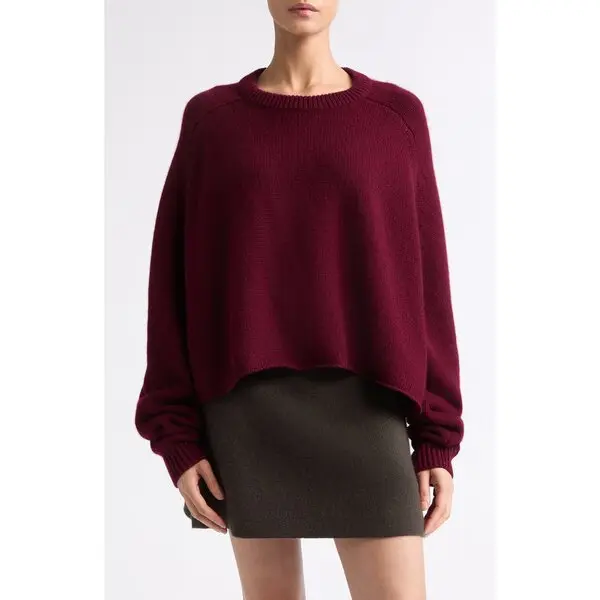 LISA YANG Oversize Raglan Sleeve Cashmere Sweater - Deep Plum