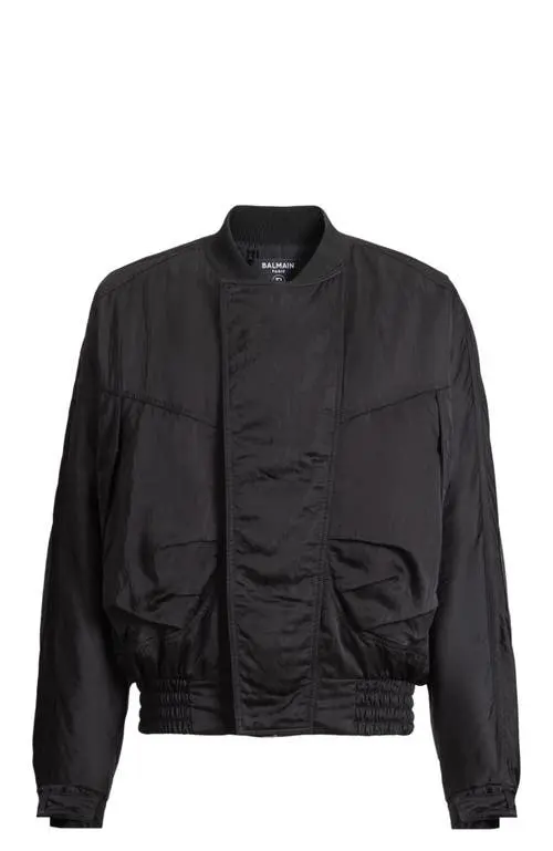 Balmain Bomber Jacket In Textured Nylon
