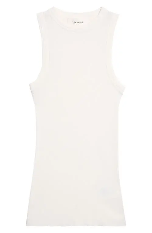 LISA YANG Amya Ribbed Cotton & Cashmere Sleeveless Sweater - Salt