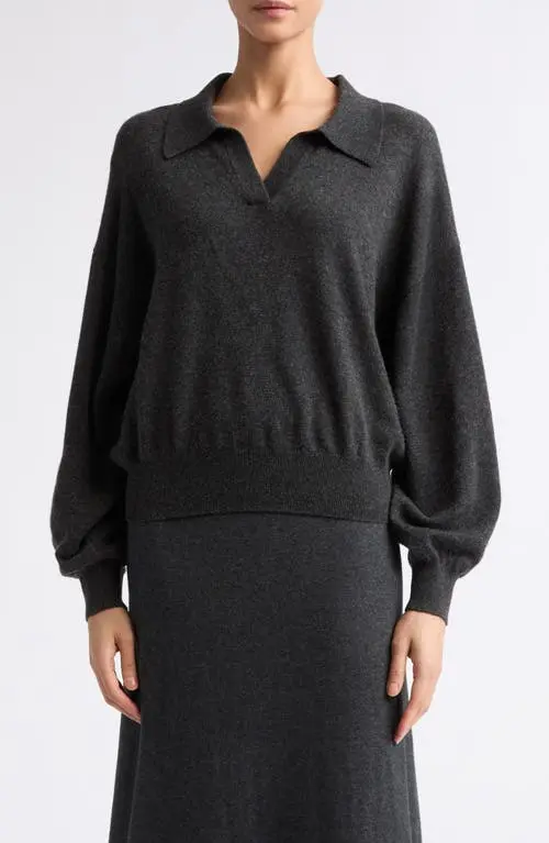 LISA YANG Katriel Cashmere Polo Sweater - Charcoal