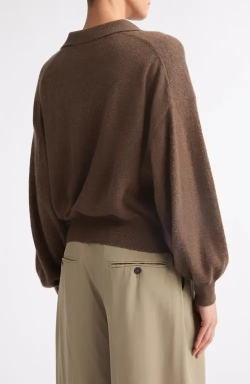 LISA YANG Katriel Cashmere Polo Sweater - Dark Truffle