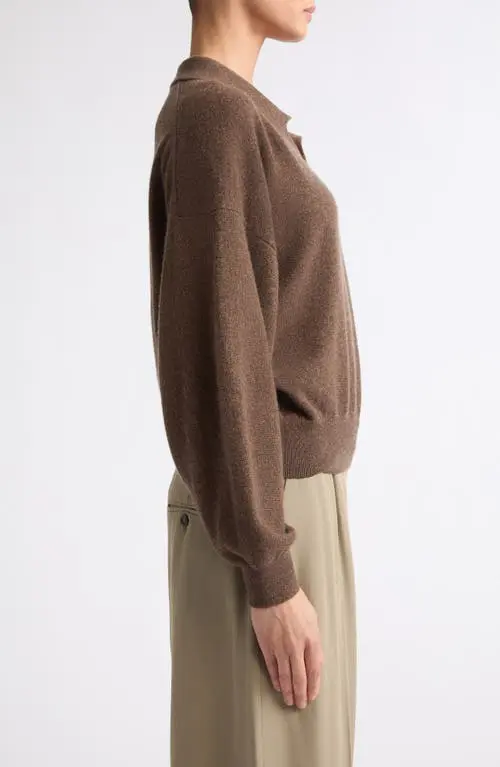 LISA YANG Katriel Cashmere Polo Sweater - Dark Truffle