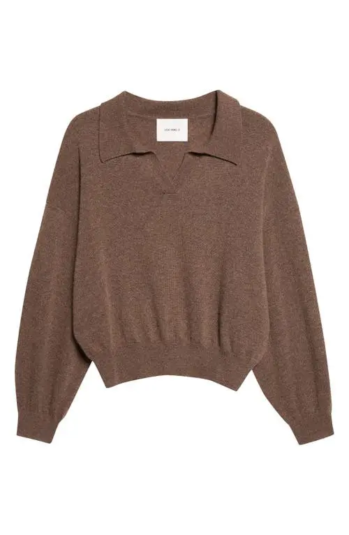LISA YANG Katriel Cashmere Polo Sweater - Dark Truffle