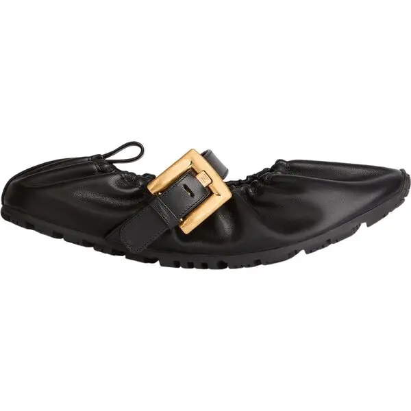 Balmain Anthem Smooth Leather Ballet Flats - Black