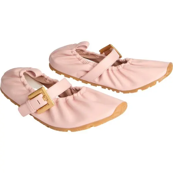 Balmain Anthem Smooth Leather Ballet Flats
