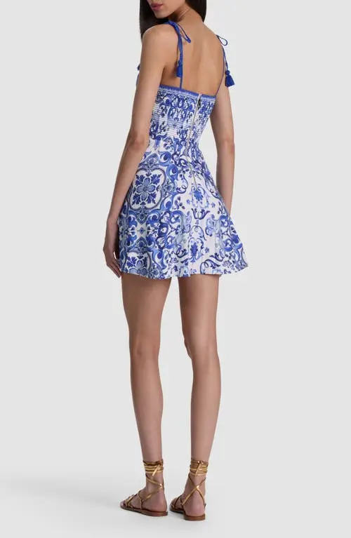Alice + Olivia Glinda Tassel Strap Linen Blend Minidress