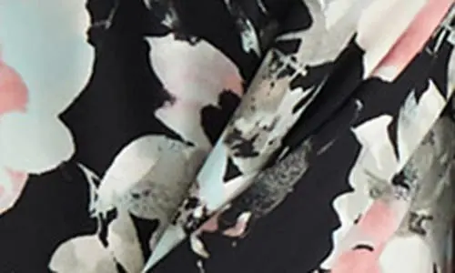 KASPER Floral Print Mixed Media Tie Waist Top