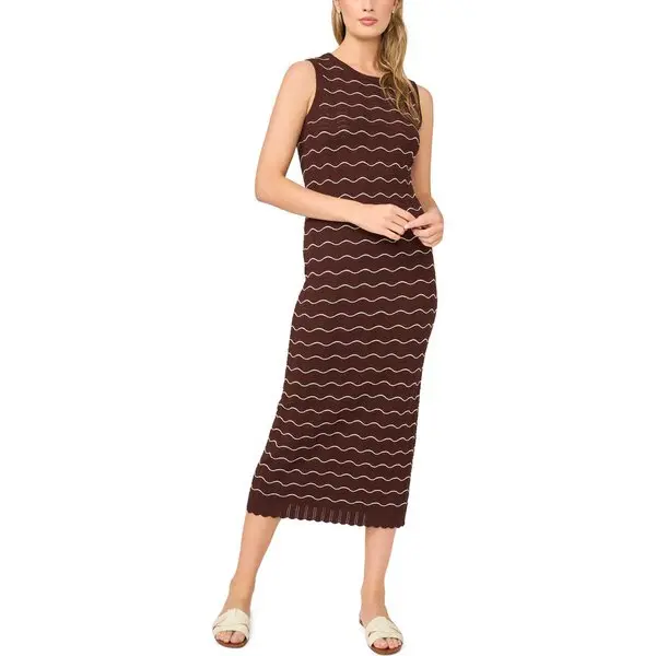 Ted Baker London Sleeveless Scalloped Midi Sweater Dress - Fireplace