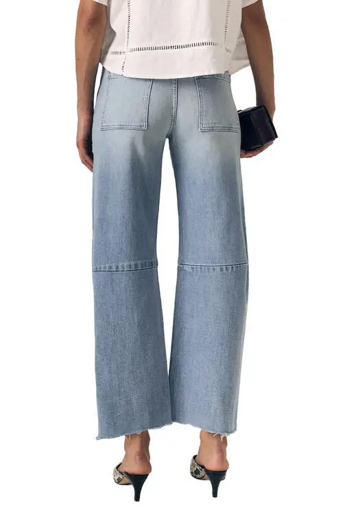LE JEAN Raw Hem Soft Utility Barrel Leg Jeans