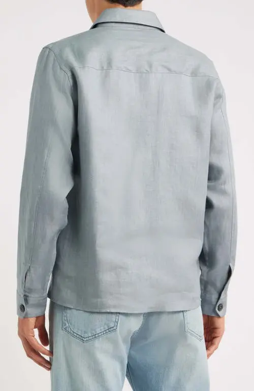 REISS Polasio Linen Overshirt - Teal Blue