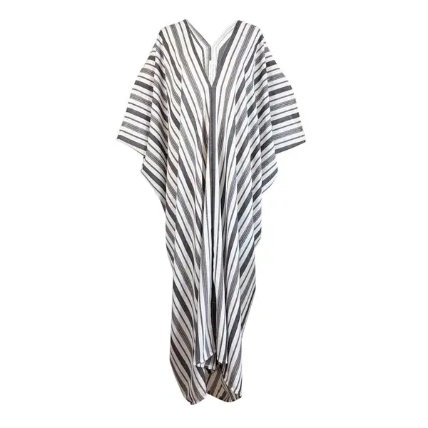JENNAFER GRACE White / Black Cooper Stripe Caftan