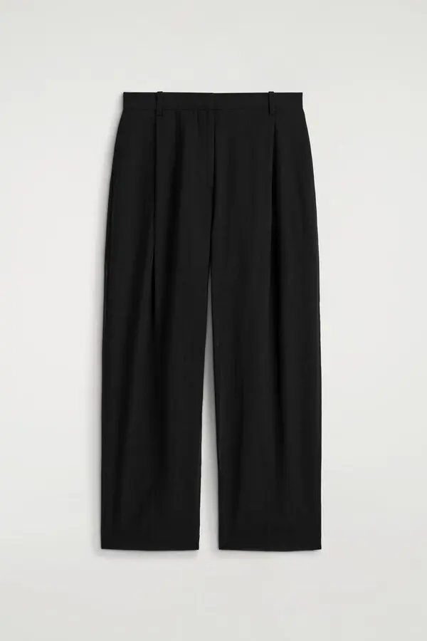 Cos Fluid Wool-voile Straight-leg Pants - Black