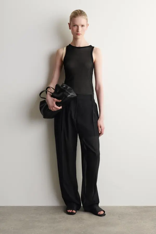 Cos Fluid Wool-voile Straight-leg Pants