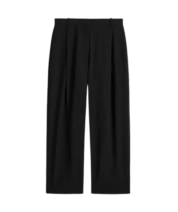 Cos Fluid Wool-voile Straight-leg Pants - Black