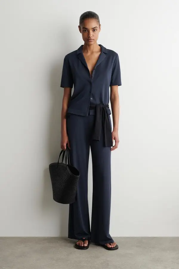 Cos Modal-blend Jersey Shirt - Navy