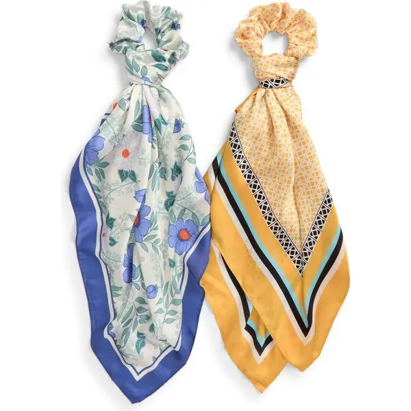 Treasure & Bond 4-piece Scrunchie & Square Scarf Set - Yellow Combo