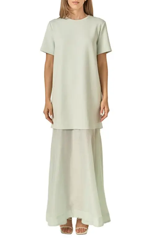 English Factory See Through Mixed Media Maxi Dress - Mint