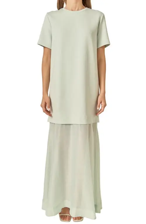 English Factory See Through Mixed Media Maxi Dress