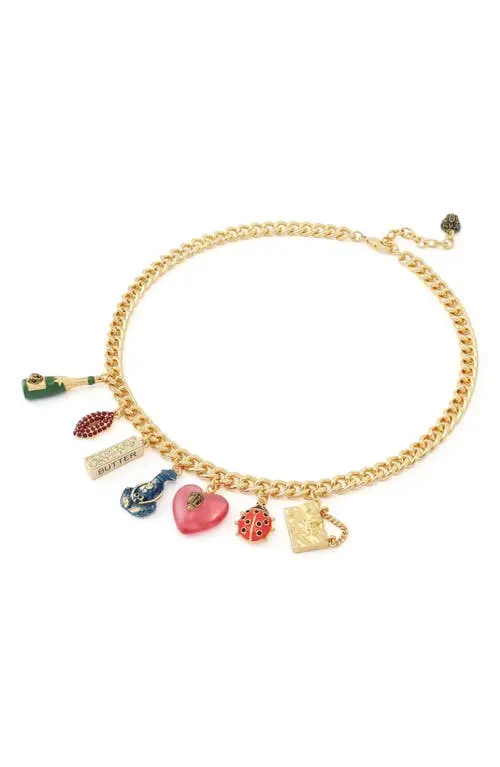 Kurt Geiger Mixed Charm Curb Chain Necklace