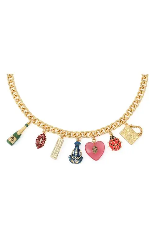 Kurt Geiger Mixed Charm Curb Chain Necklace