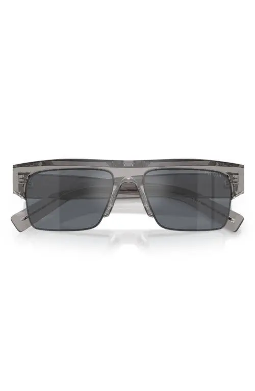 Prada 55mm Rectangular Sunglasses - Transparent/blue/silver