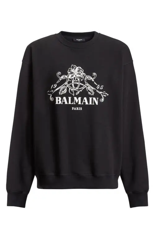 Balmain Printed Cotton Fleece Sweatshirt