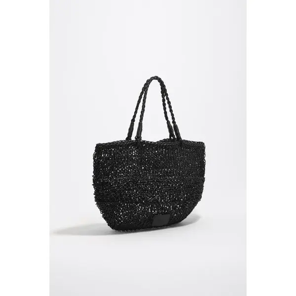 Bimba Y Lola Leather Flat Shoulder Bag - Black