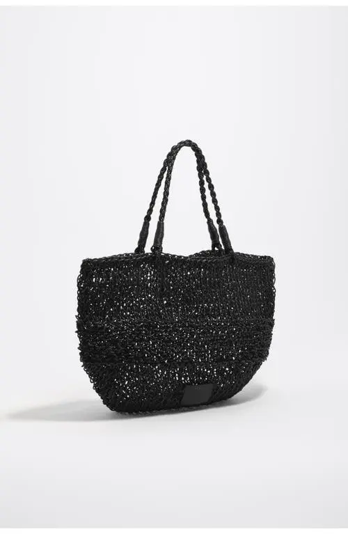 Bimba Y Lola Woven Tote Bag With Leather Detail