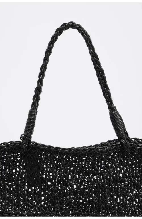 Bimba Y Lola Woven Tote Bag With Leather Detail