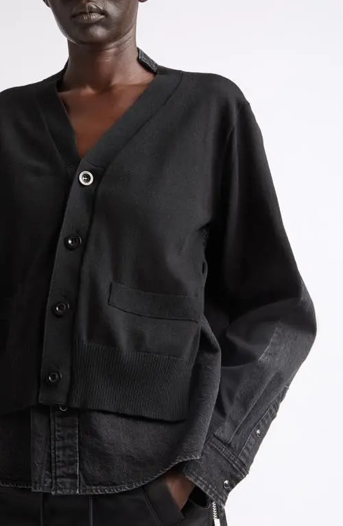 Sacai Cardigan Front Denim Shirt