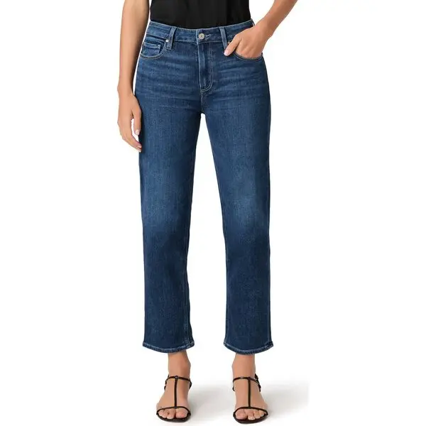 Paige Mason Mid Rise Ankle Straight Leg Jeans - Neutra