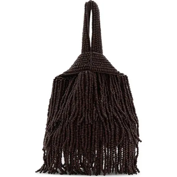 Mango Beaded Handbag - Brown