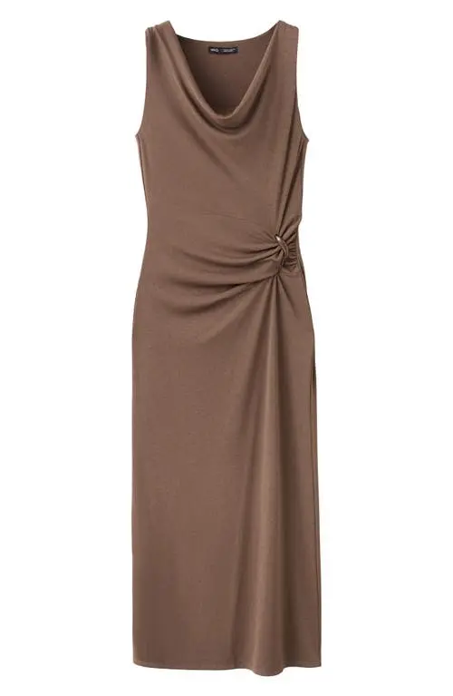 Mango Cowl Neck Side Gather Dress