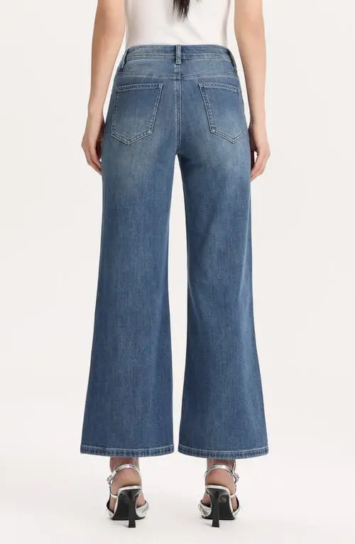 BAYEAS Eyelet Scallop Hem Ankle Flare Jeans