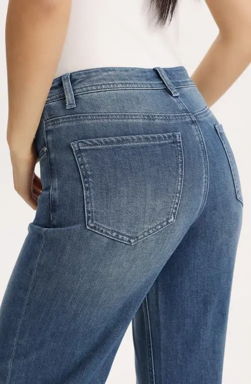 BAYEAS Eyelet Scallop Hem Ankle Flare Jeans