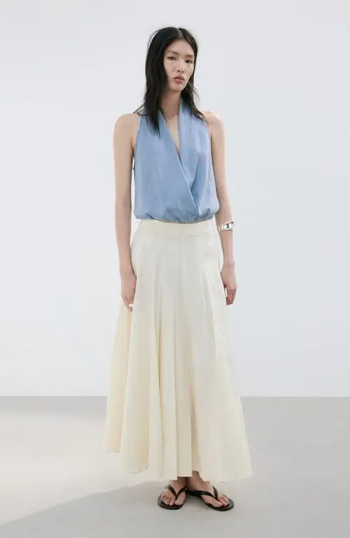 Mango Drape Plunge Neck Top