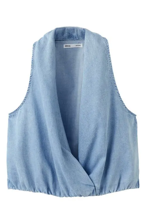 Mango Drape Plunge Neck Top