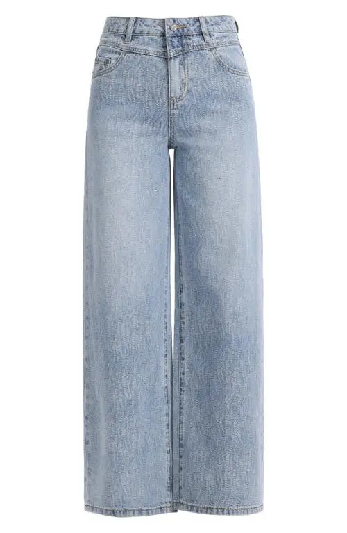 BAYEAS Embellished Textured High Waist Wide Leg Jeans