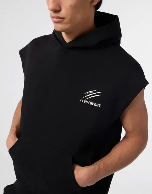 PLEIN SPORT Sleeveless Hoodie Vest Icon - Black